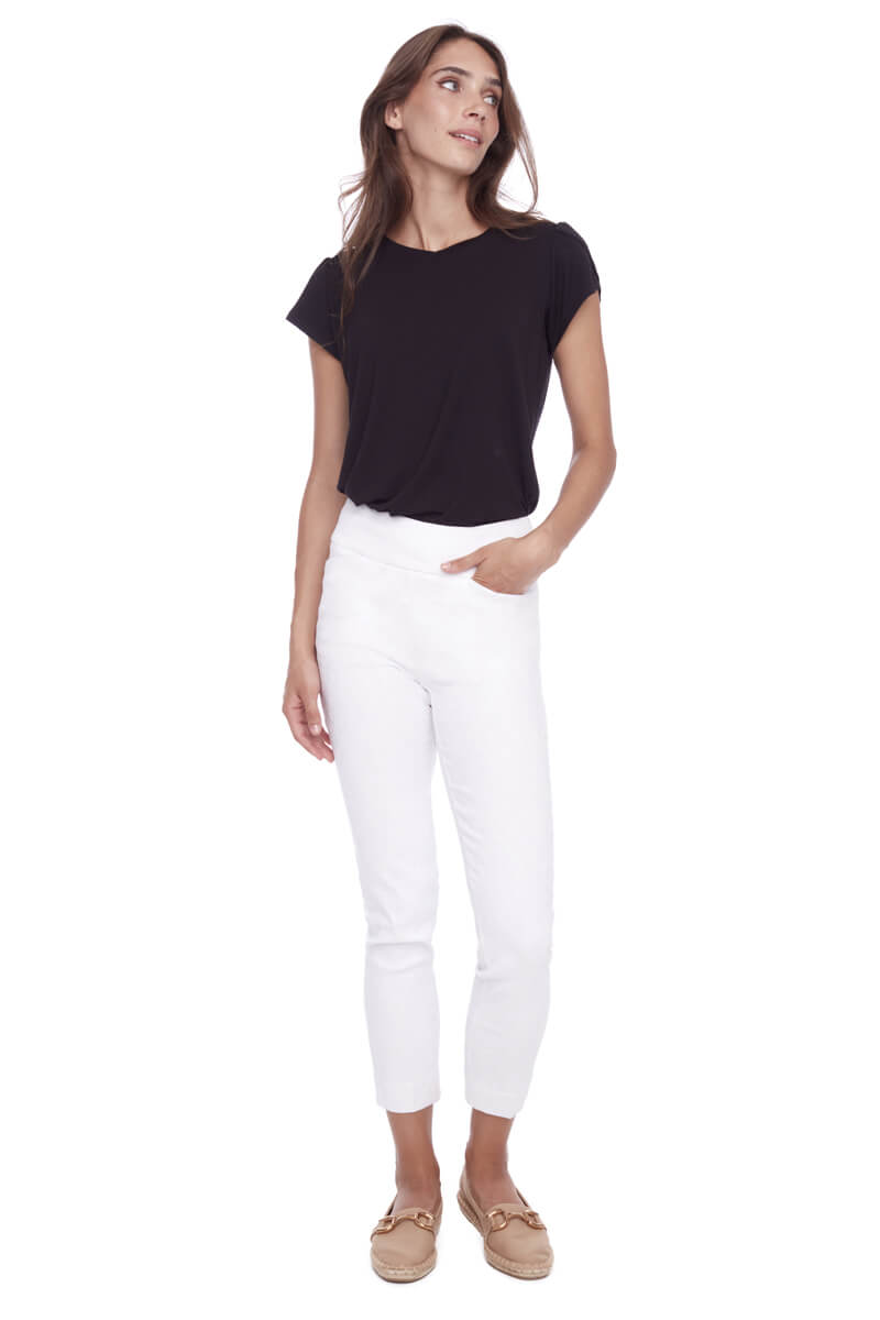 Up! Loom Pull-On Pants in White | Mildred Hoit
